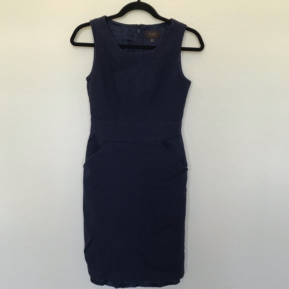 Pure Collection | Dresses | Pure Collection Textured Navy Blue Dress ...